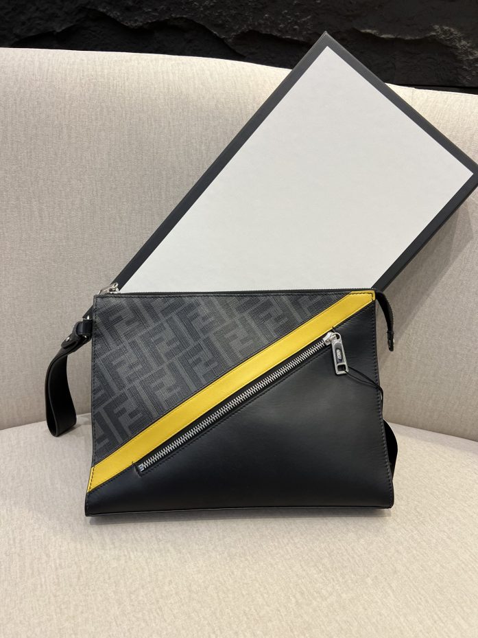 Pre Owend Fendi Diagonal Flat Pouch - LUXURIES CULTURE